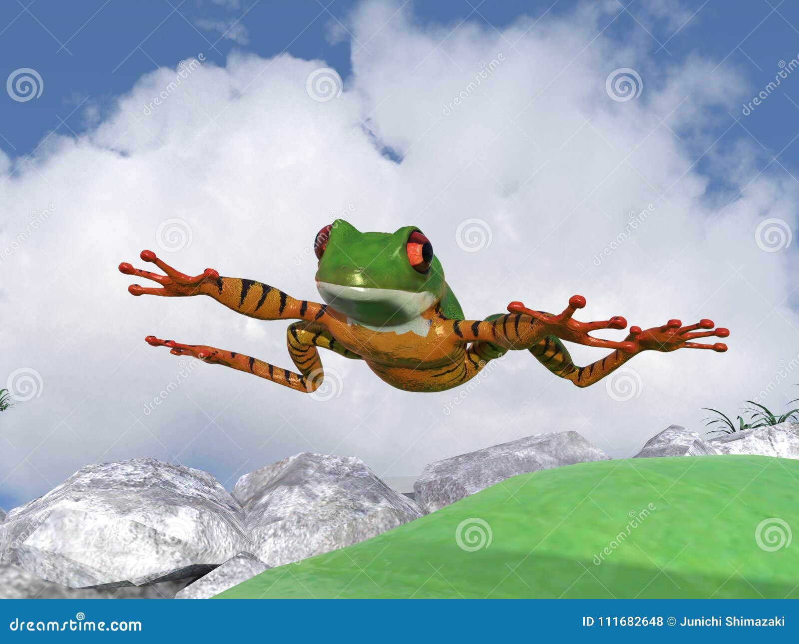 Parachute frog stock illustration. Illustration of rendering - 111682648