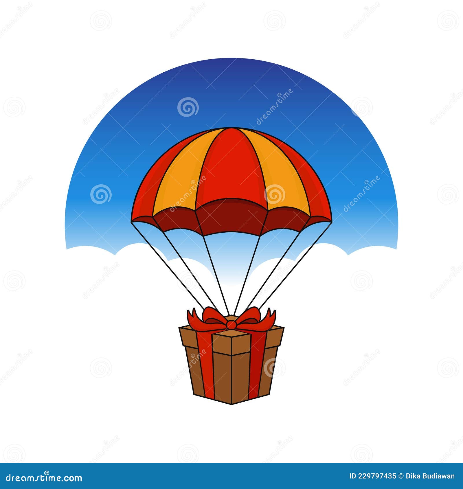 Parachute + Gift Box Illustration Vector Stock Vector - Illustration of ...