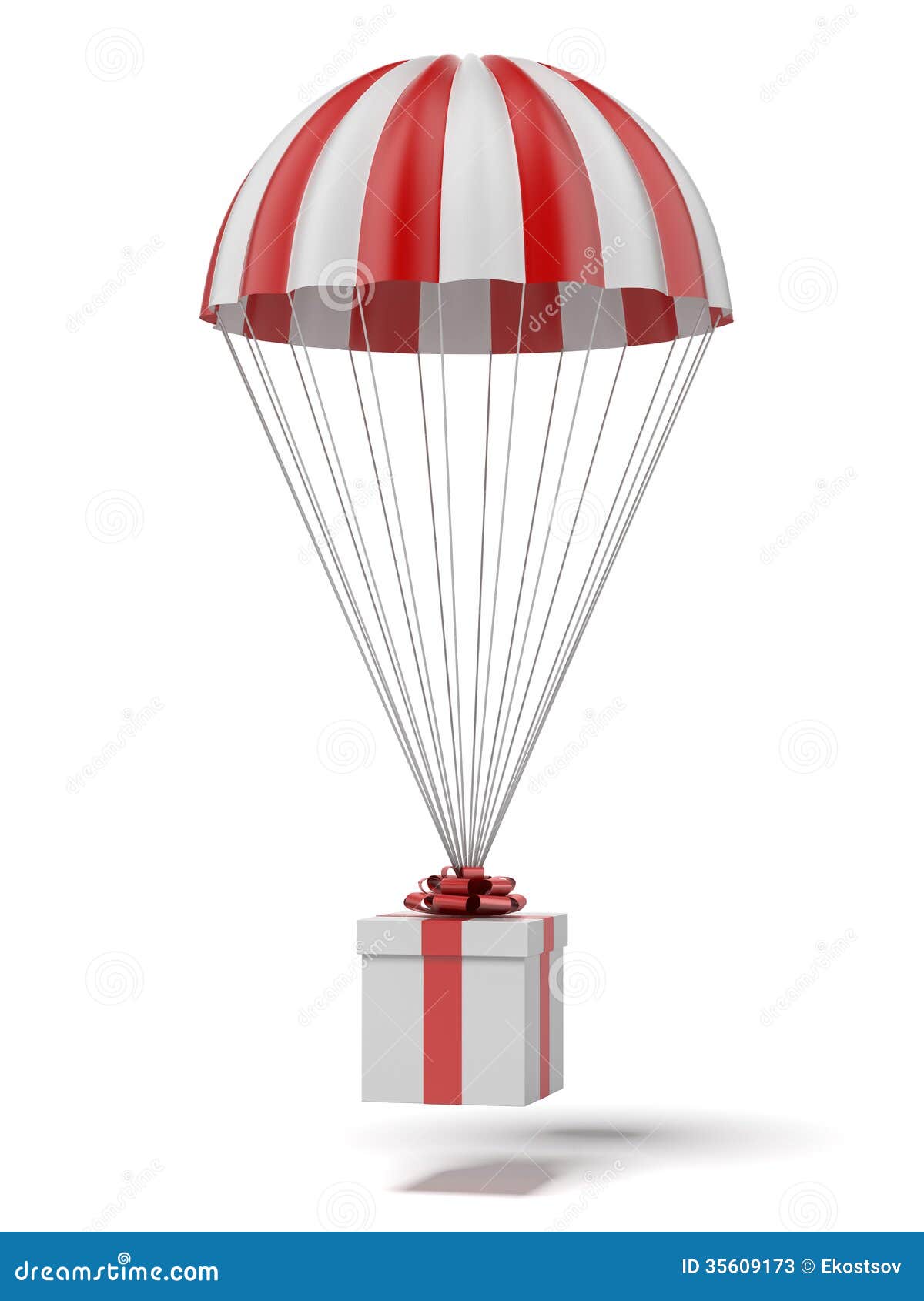 Parachute with a gift stock illustration. Illustration of post - 35609173