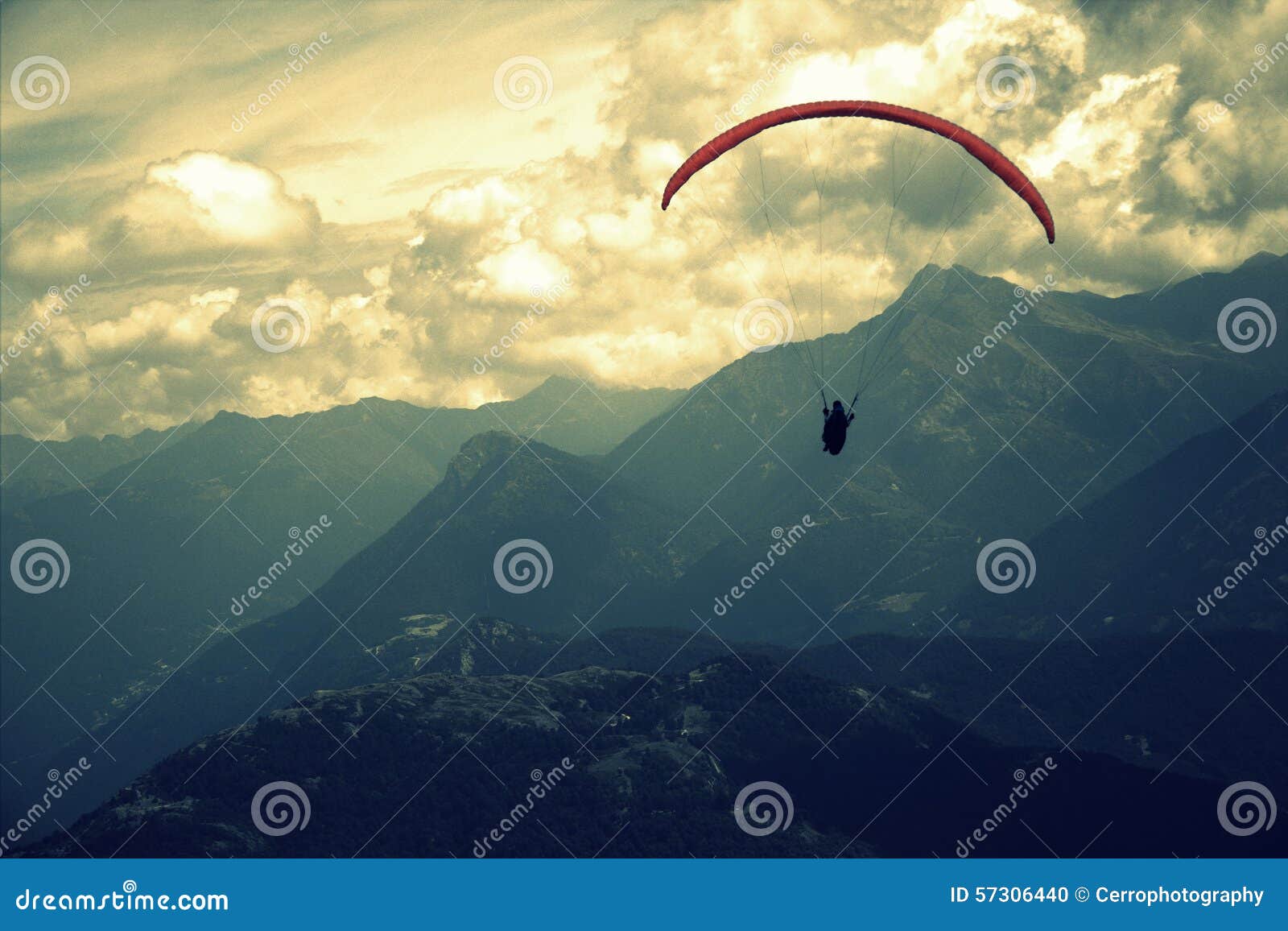 Parachute High in the Mountains Stock Photo - Image of leisure, extreme ...