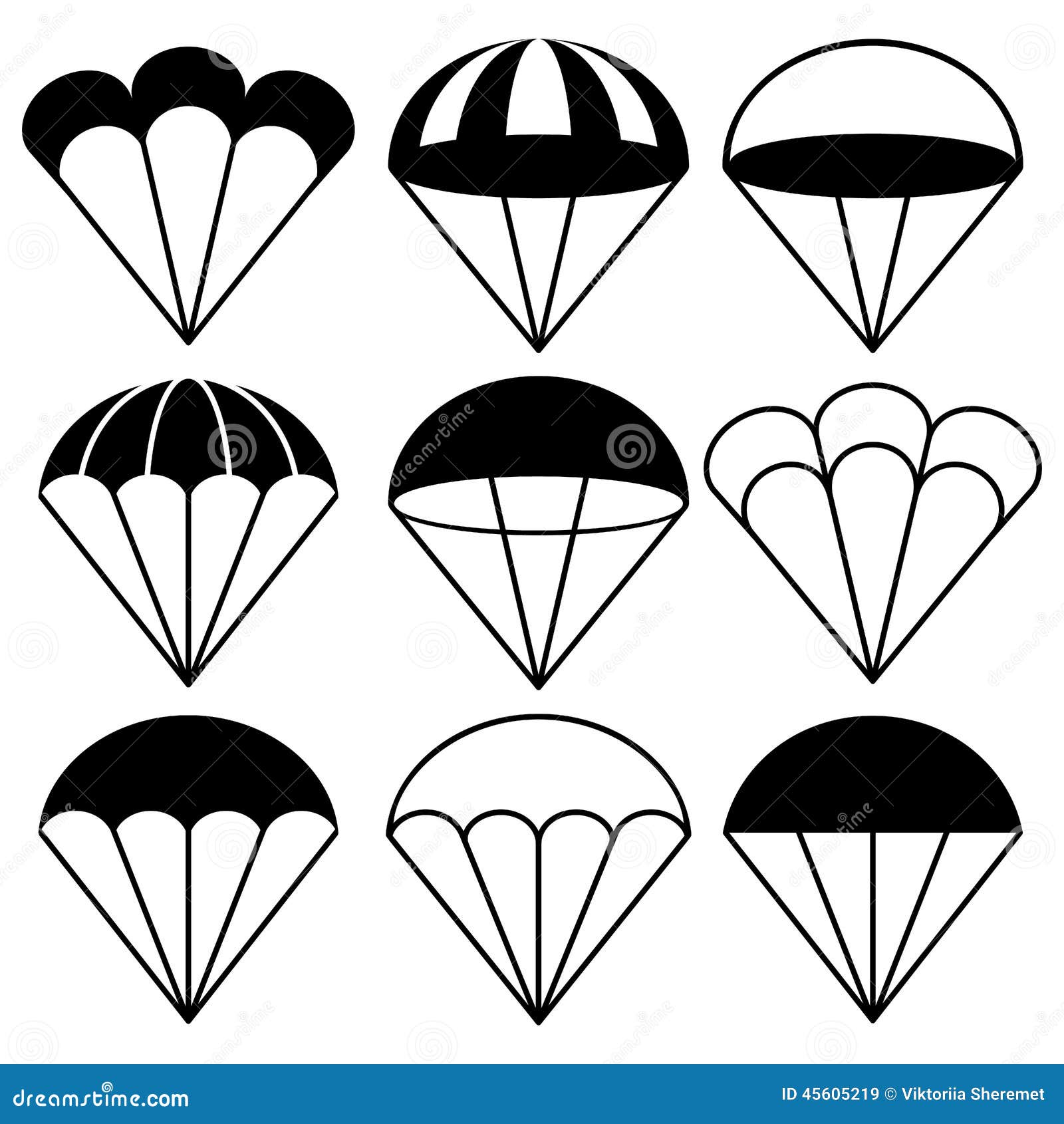 Parachute Icons Set, Vector Illustration Stock Vector - Illustration of ...