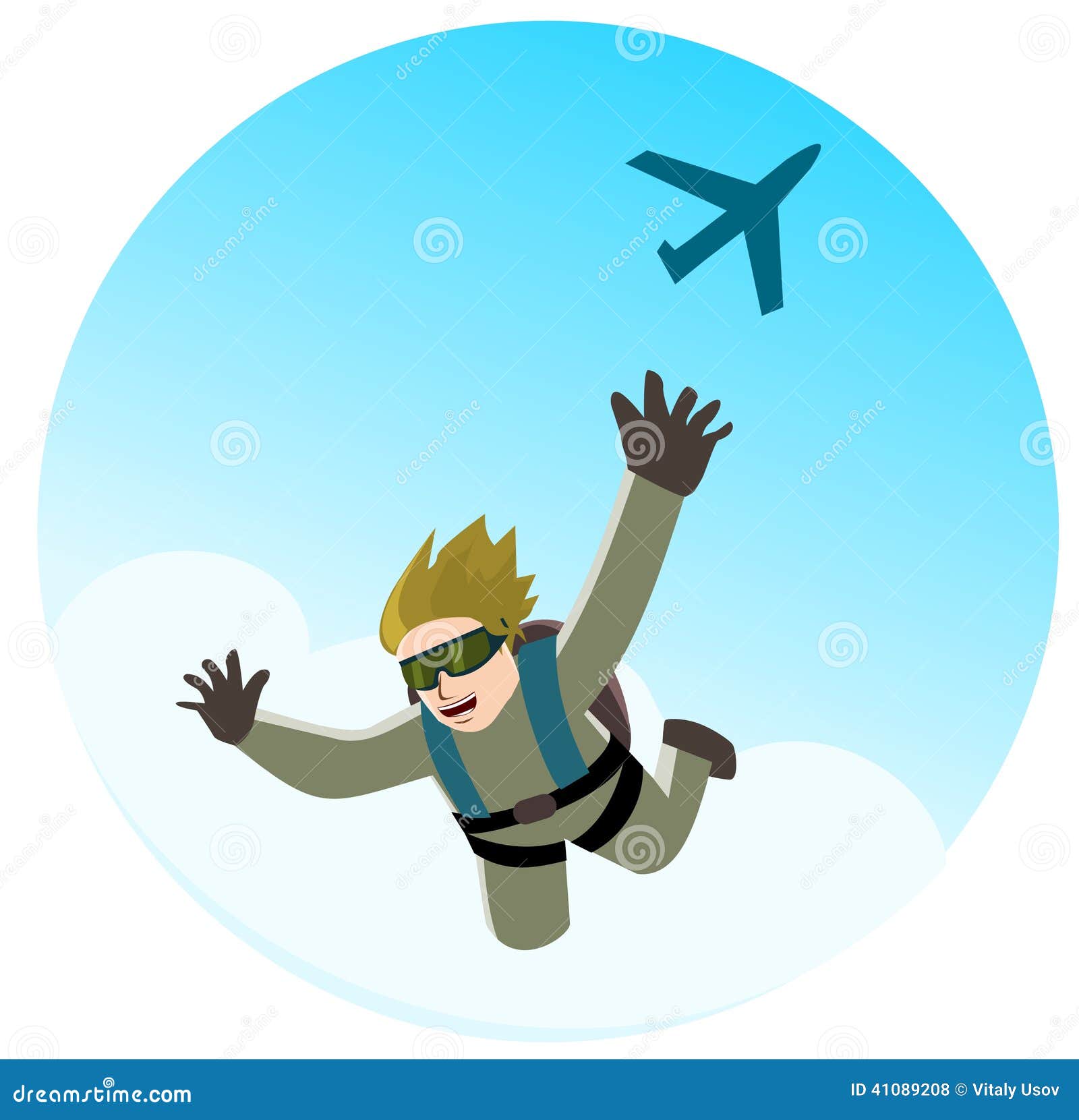 Parachute jumping stock vector. Illustration of entertainment - 41089208