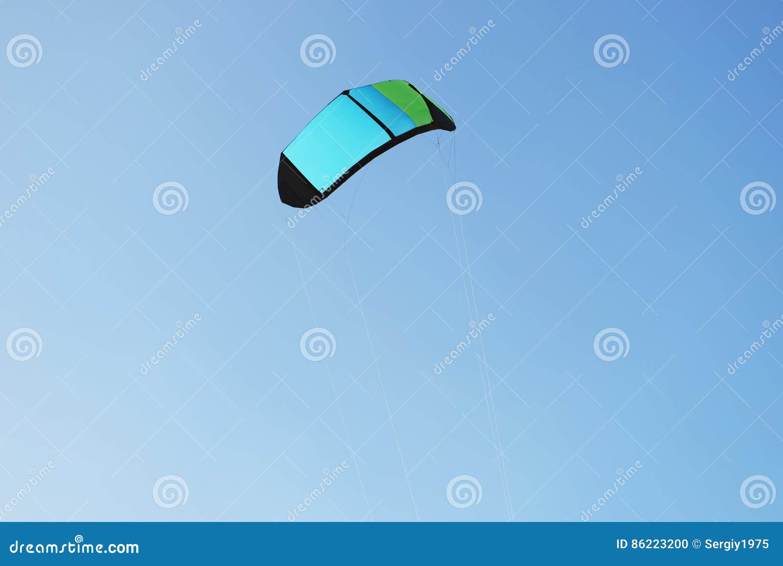 Parachute for Kitesurfing Against the Blue Sky Stock Photo - Image of ...