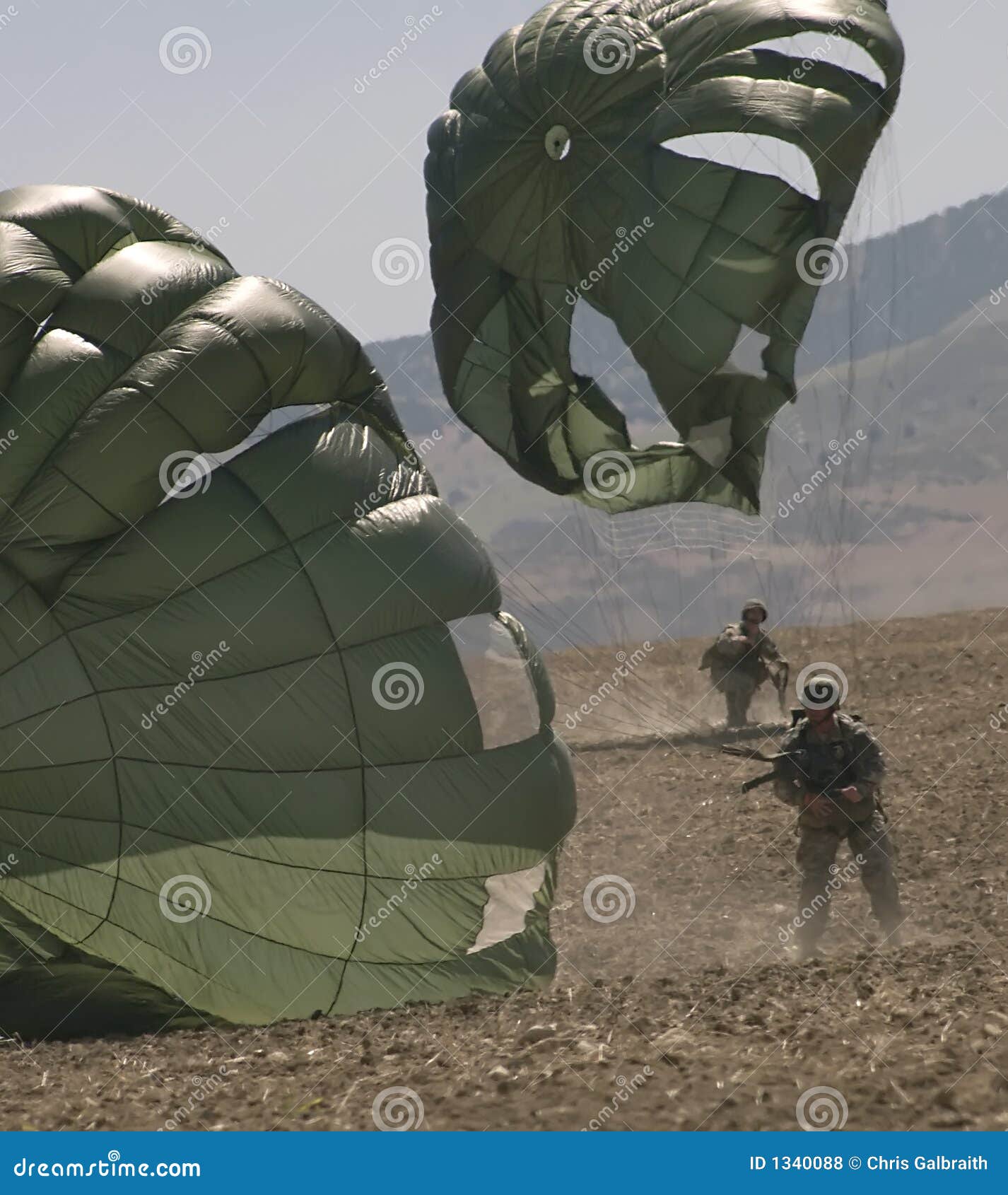 Parachute landing stock photo. Image of guard, training - 1340088