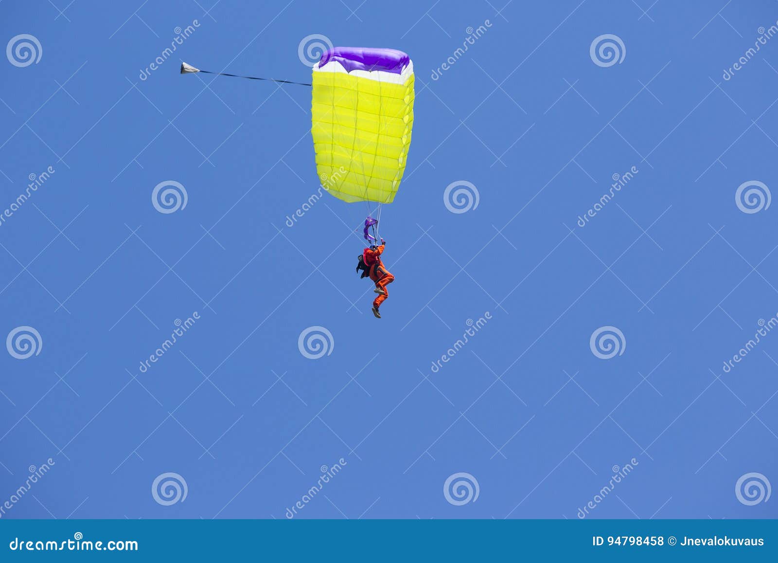 Parachute Man Landing Down. Stock Photo - Image of courage, extreme ...