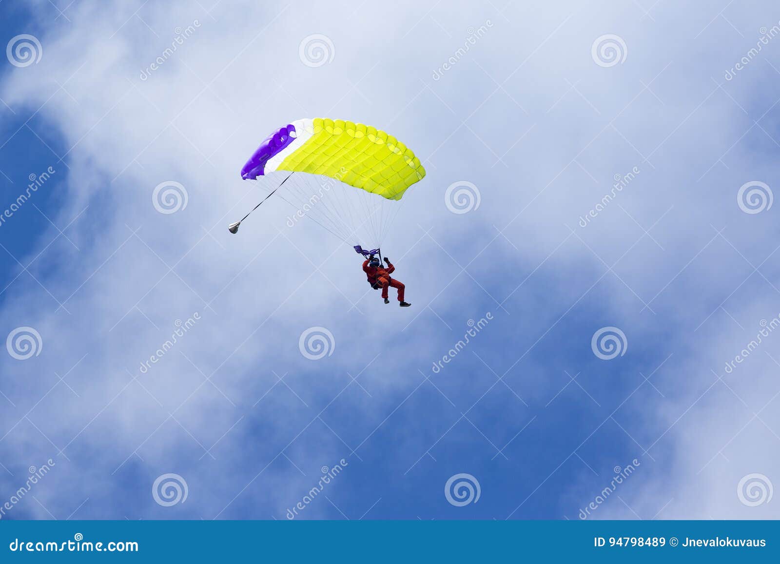 Parachute Man Landing Down. Stock Image - Image of full, parachute ...