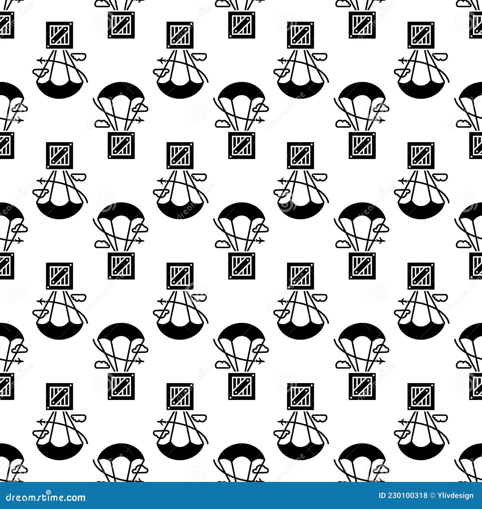 Parachute Parcel Delivery Pattern Seamless Vector Stock Vector ...