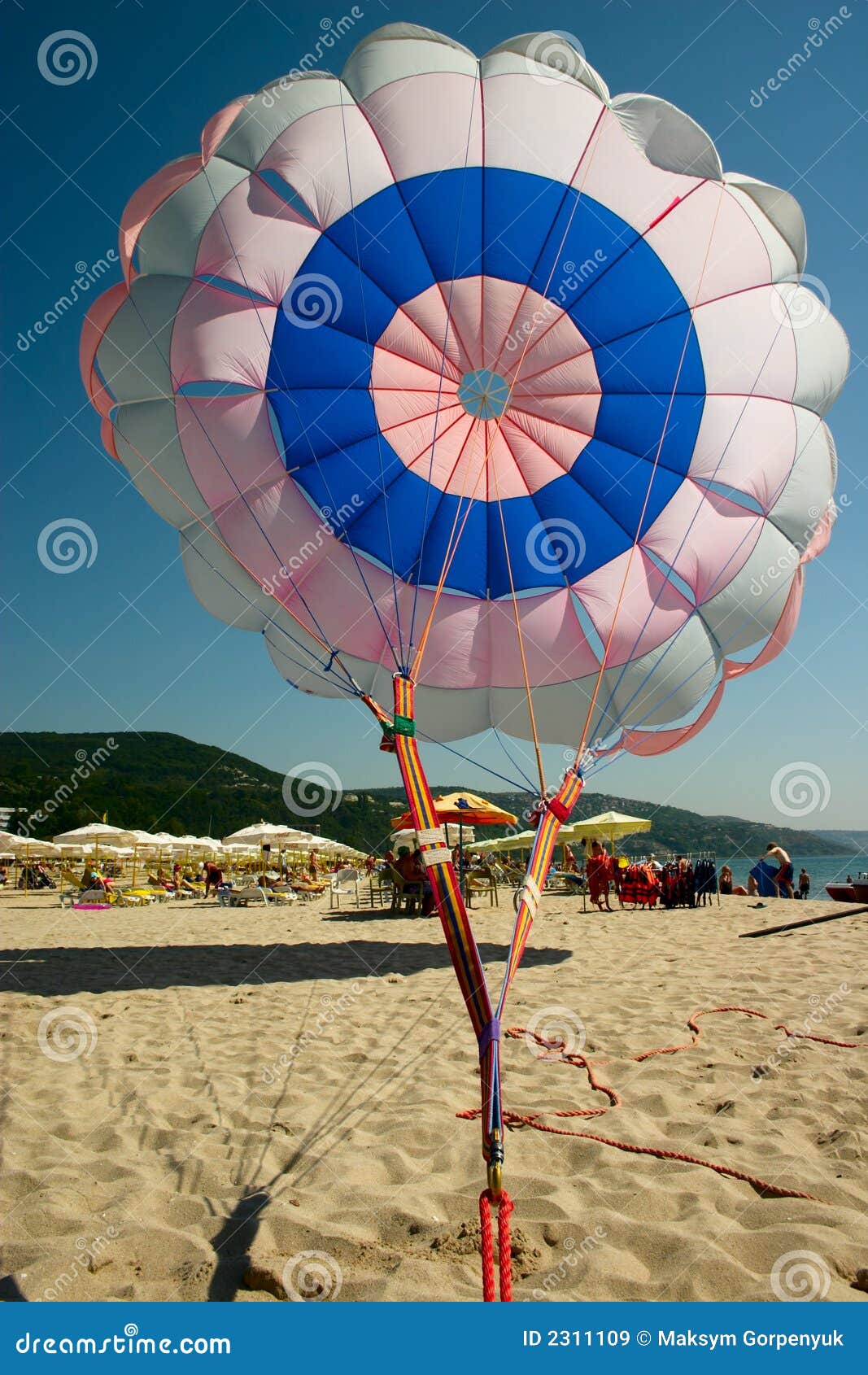 Parachute on sea beach stock image. Image of moving, gliding - 2311109