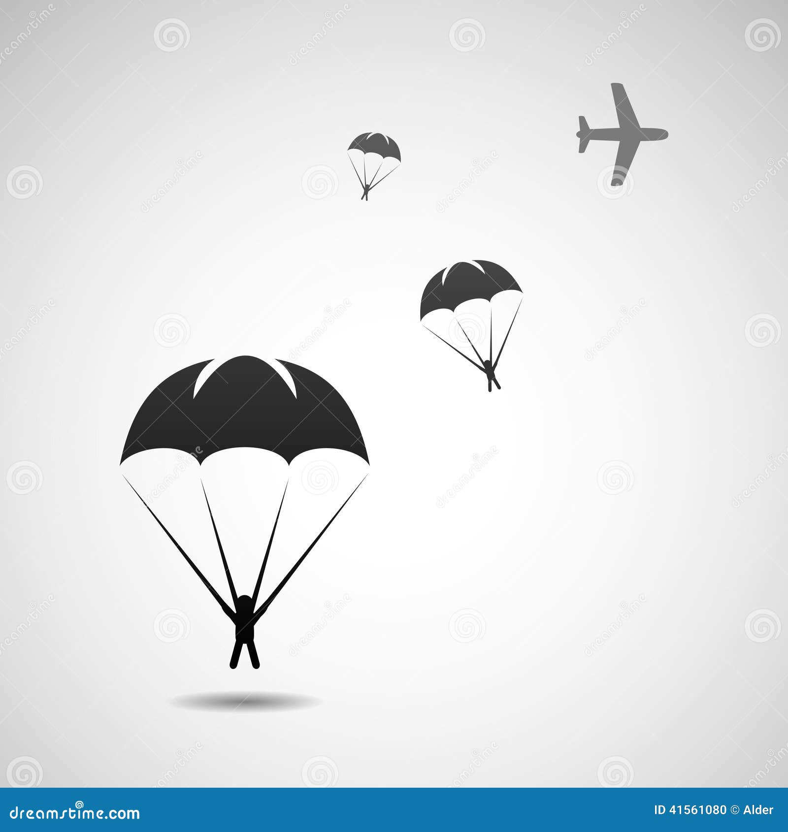 Parachute Jumpers Floating In The Sky With Closed Air-chute Vector Set ...