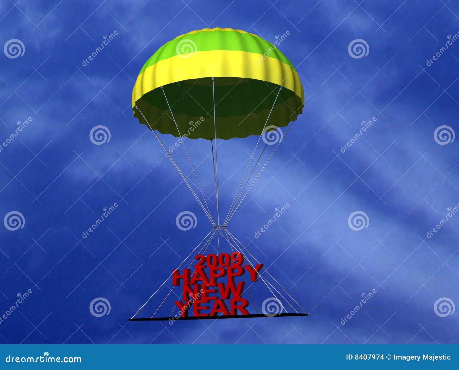 Parachute with Three Dimensional Text Stock Illustration - Illustration ...