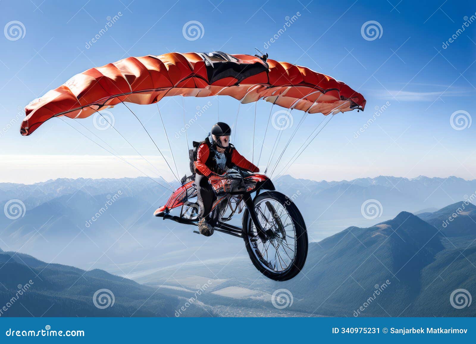 Parachute Wing a Solo Flying Bike with a Deployable Parachute Sy Stock ...