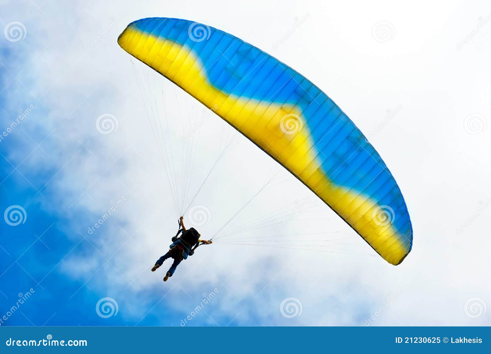 Parachuter Descending with Instructor Stock Image - Image of flight ...