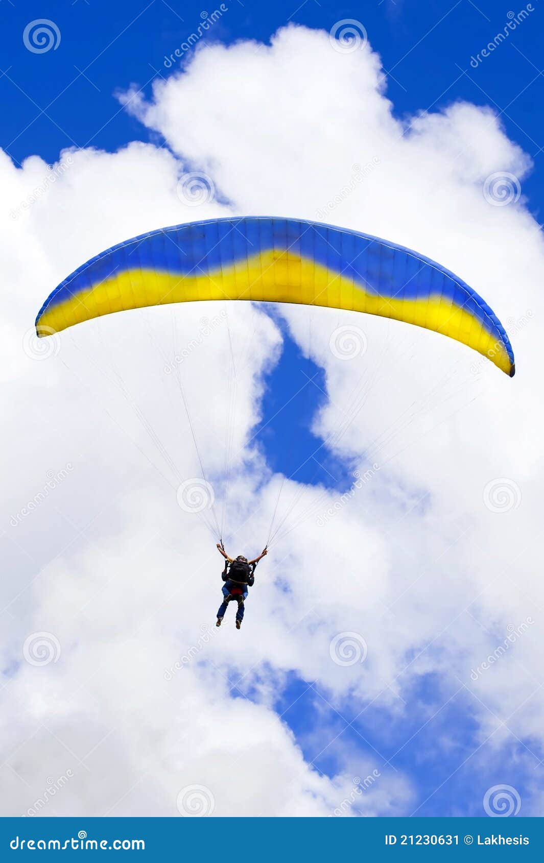 Parachuter Descending with Instructor Stock Image - Image of jump ...