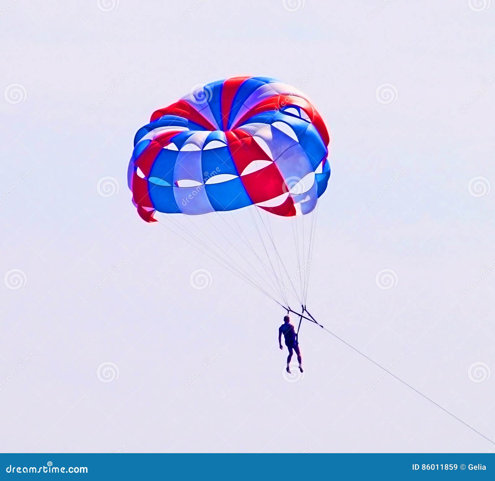 Parachuter Descending with a Parachute Stock Image - Image of diver ...