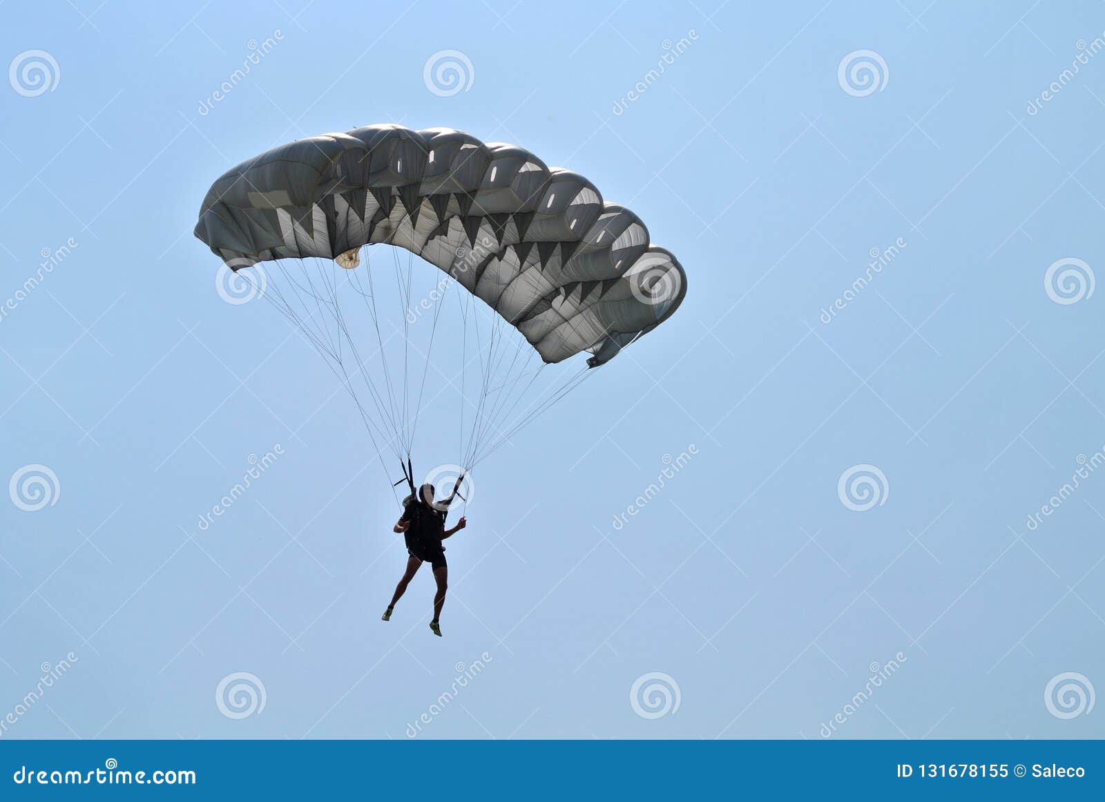 Parachuter with Grey Parachute Skydiving Editorial Image - Image of ...