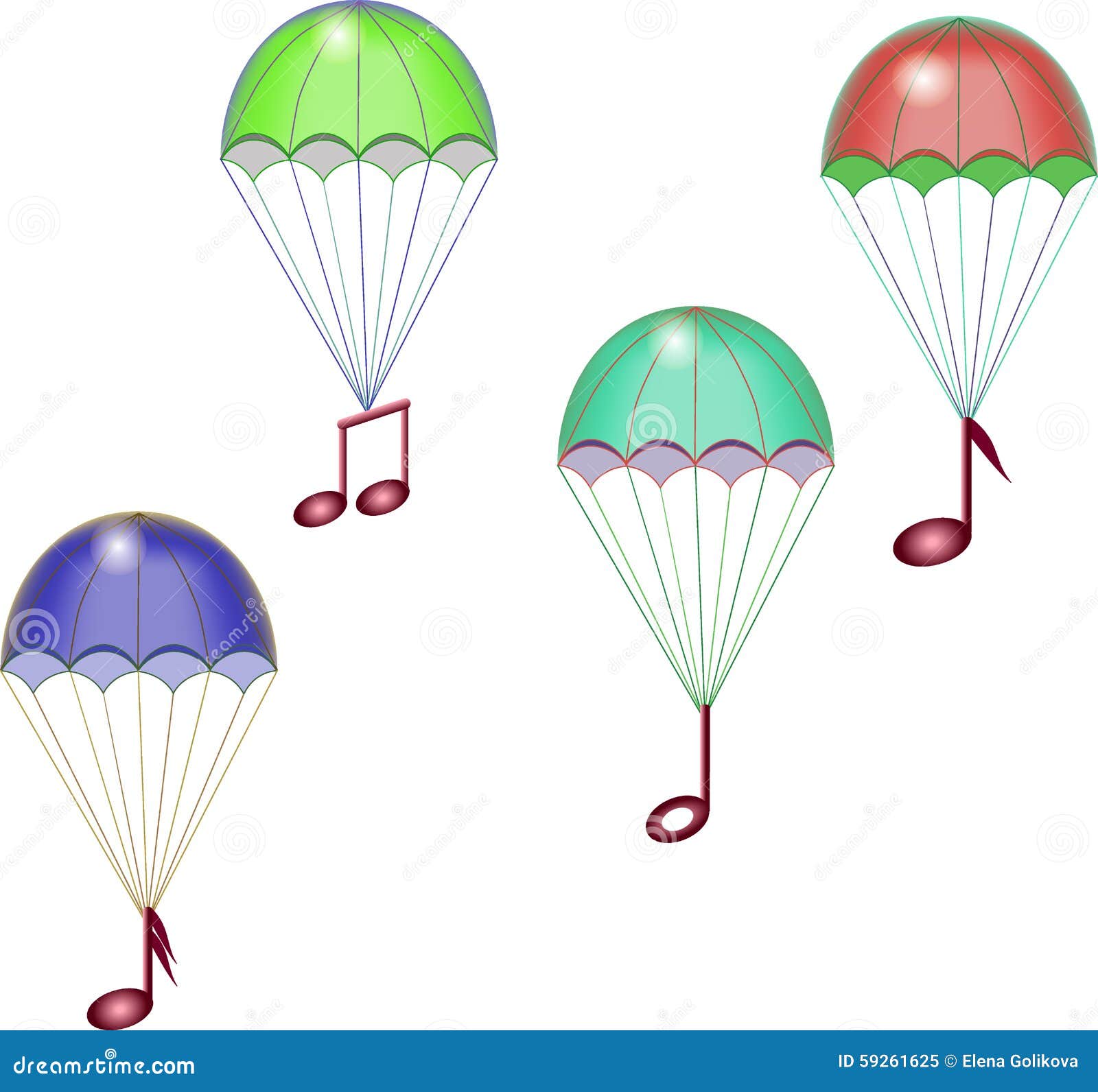 Parachutes with notes stock vector. Illustration of string - 59261625