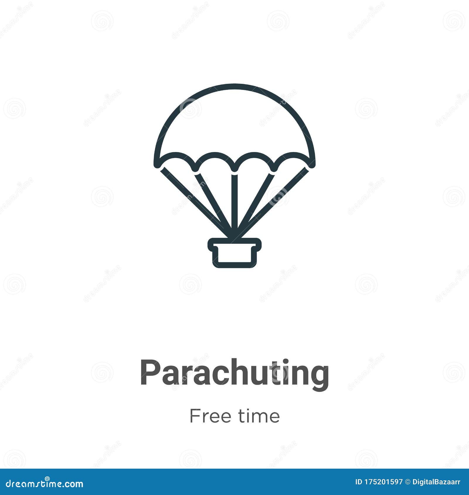 Parachuting Outline Vector Icon. Thin Line Black Parachuting Icon, Flat ...
