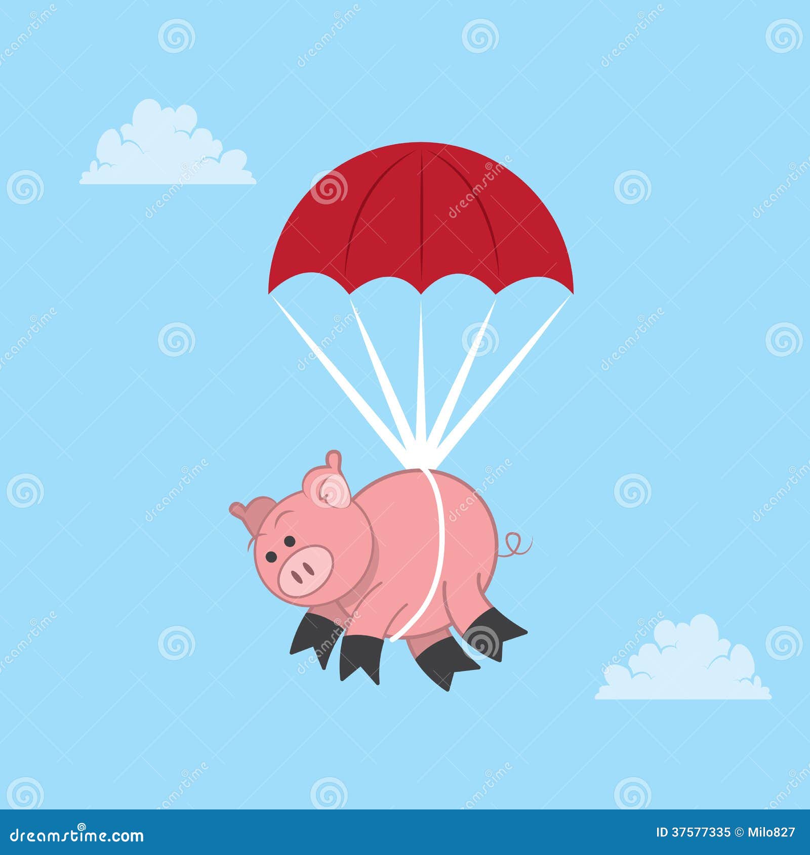 Parachuting Pig stock vector. Illustration of bail, wealth - 37577335