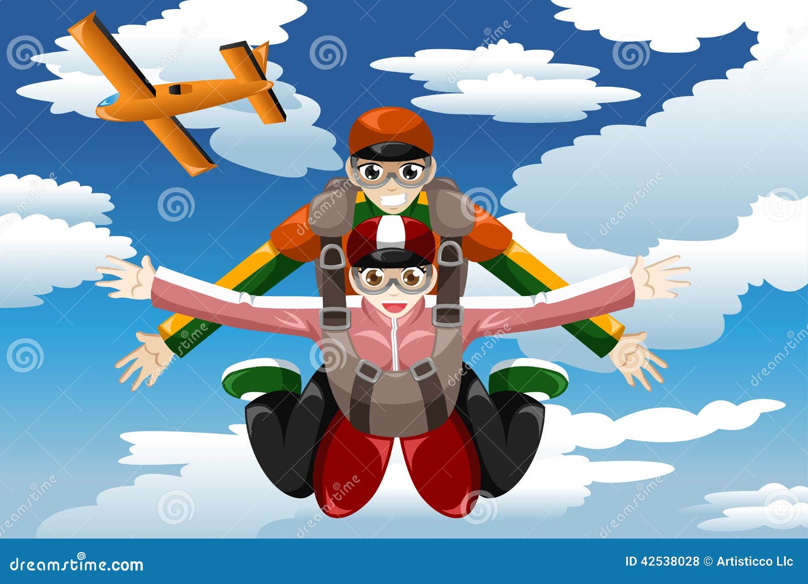 Parachutisme tandem illustration de vecteur. Illustration du adrénaline ...