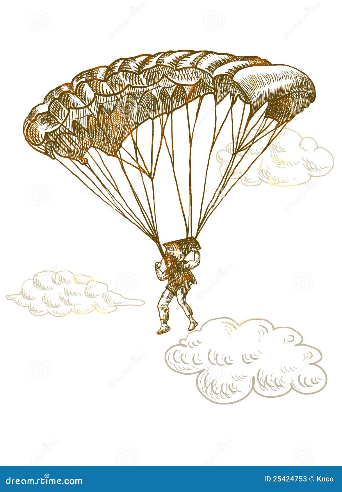 Parachutist stock vector. Illustration of craft, sketchbook - 25424753