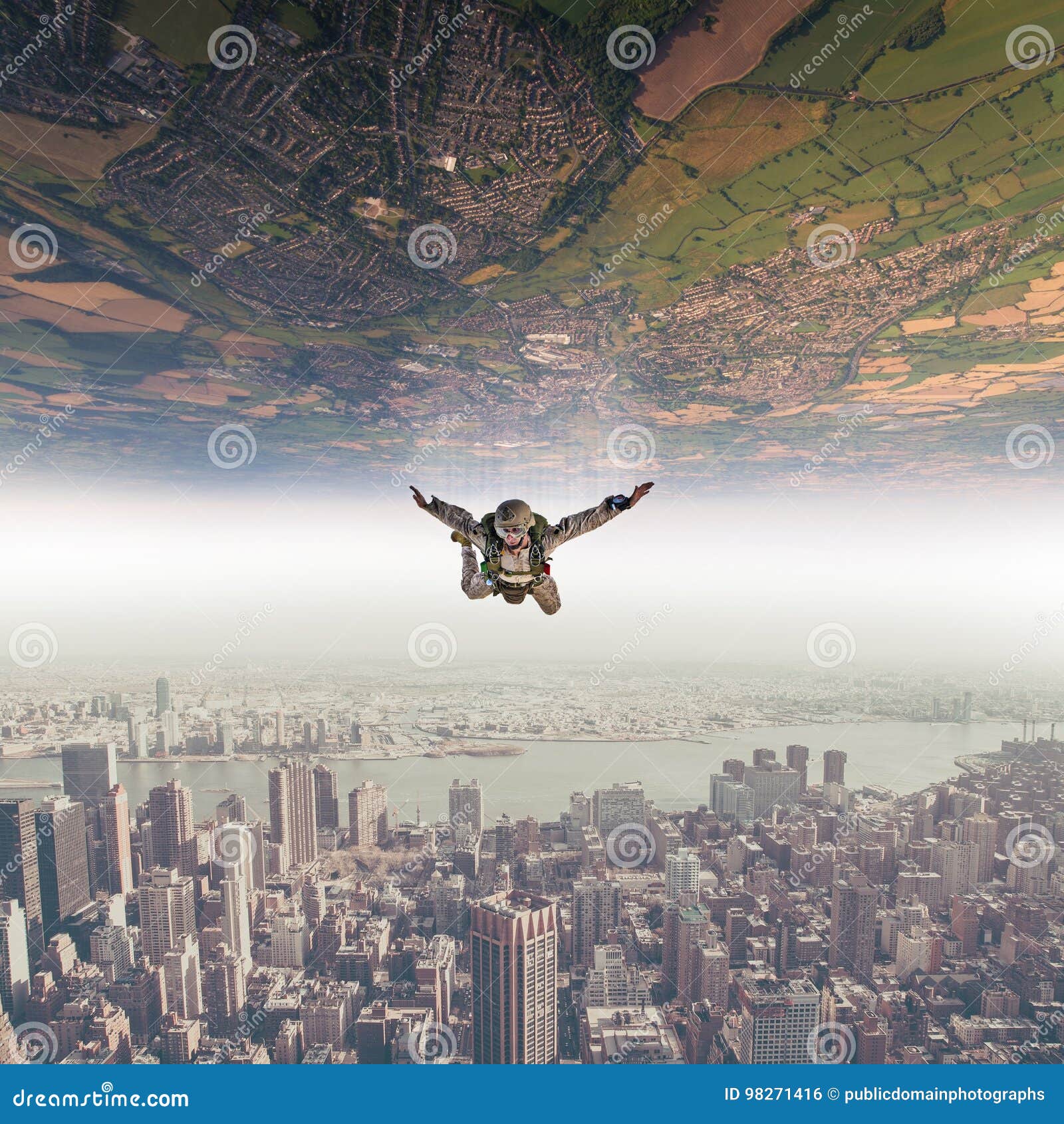 Parachutist Fall Sky Landscape Picture. Image: 98271416