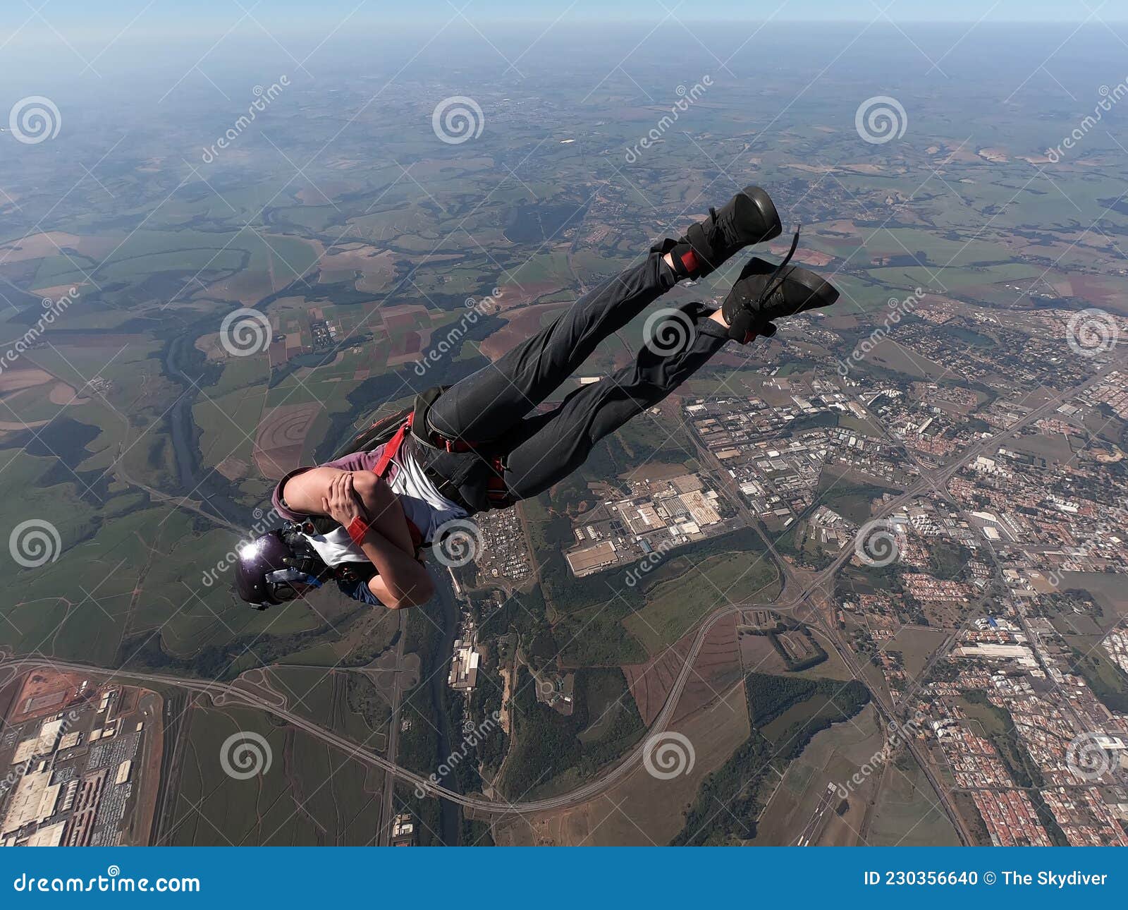 Parachutist Falling with Arms Crossed Stock Photo - Image of landscape ...