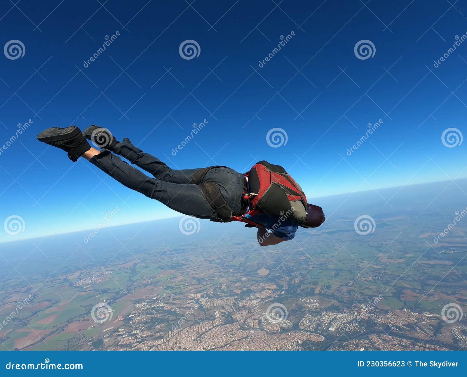 Parachutist Performing a Maneuver in a Stretched Body in Free Fall ...