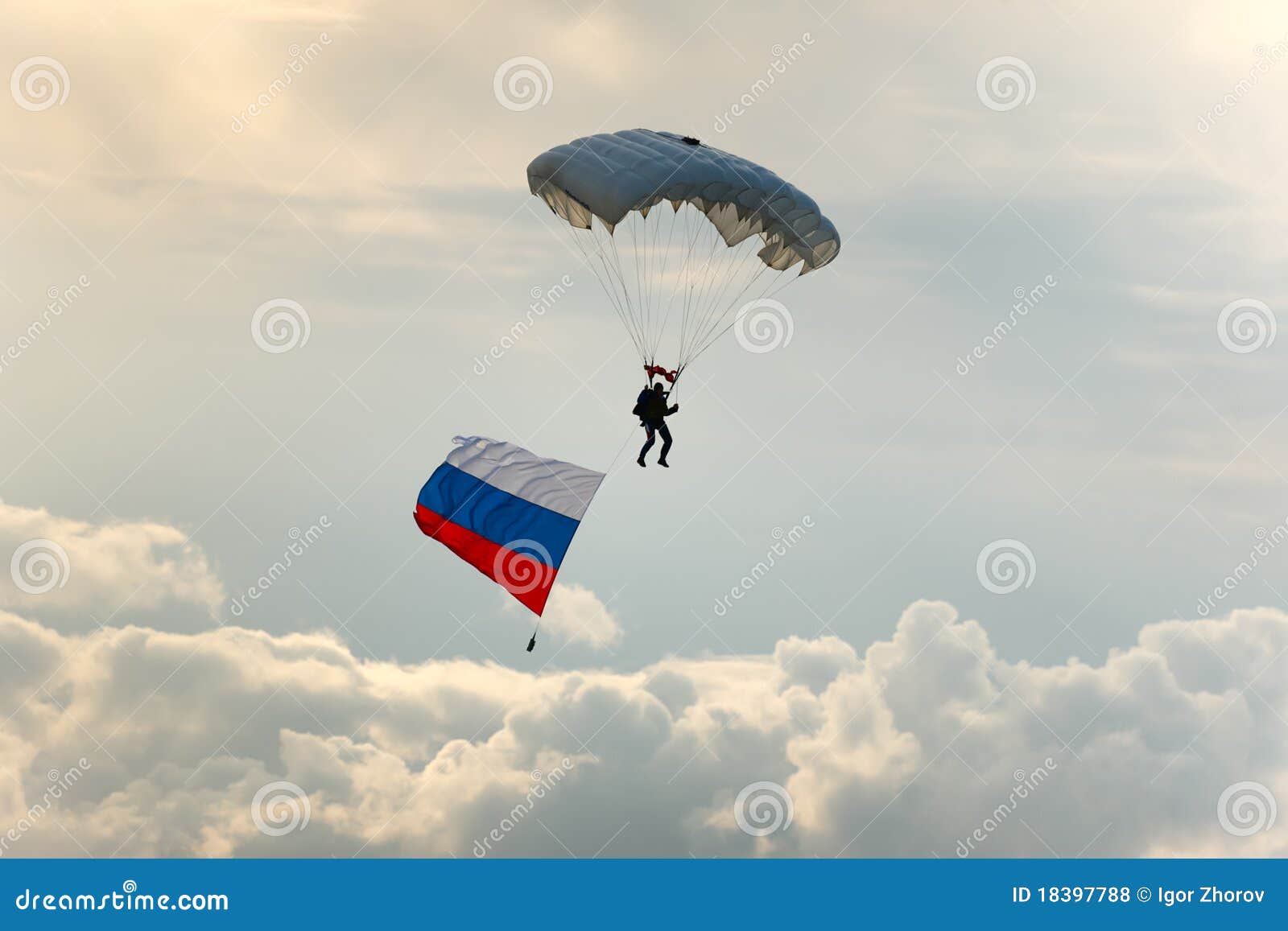 Parachutist with Russia Flag. Stock Photo - Image of cloudy, russian ...