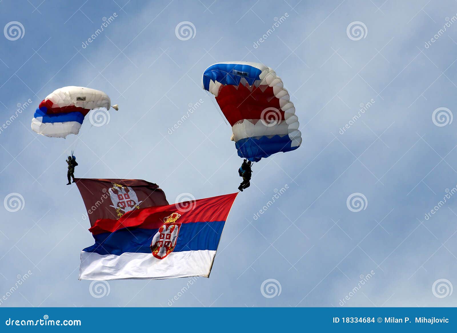 Parachutist with Serbian and Army Flag Editorial Stock Image - Image of ...