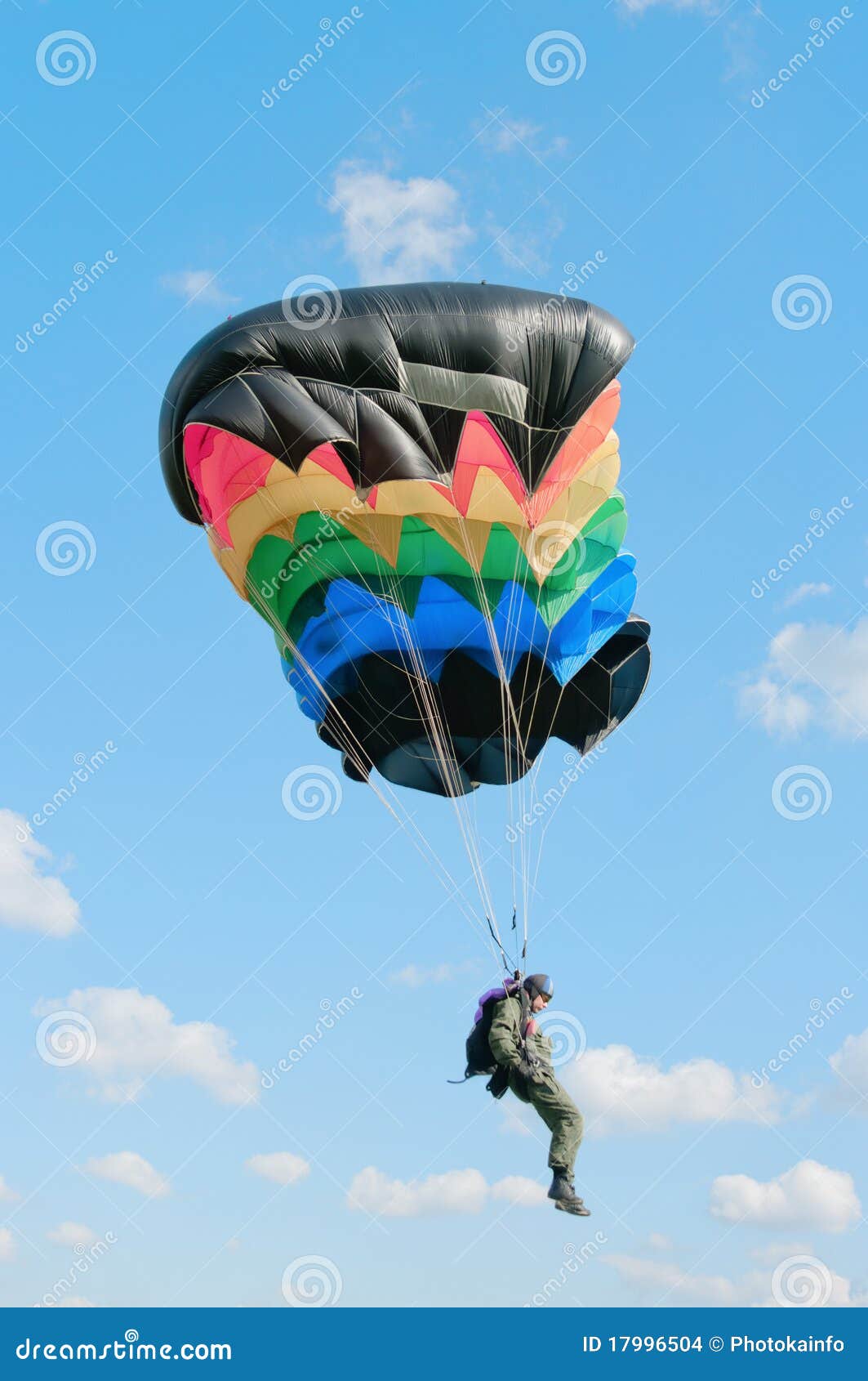 The Parachutist Under a Multi-colour Parachute Stock Photo - Image of ...