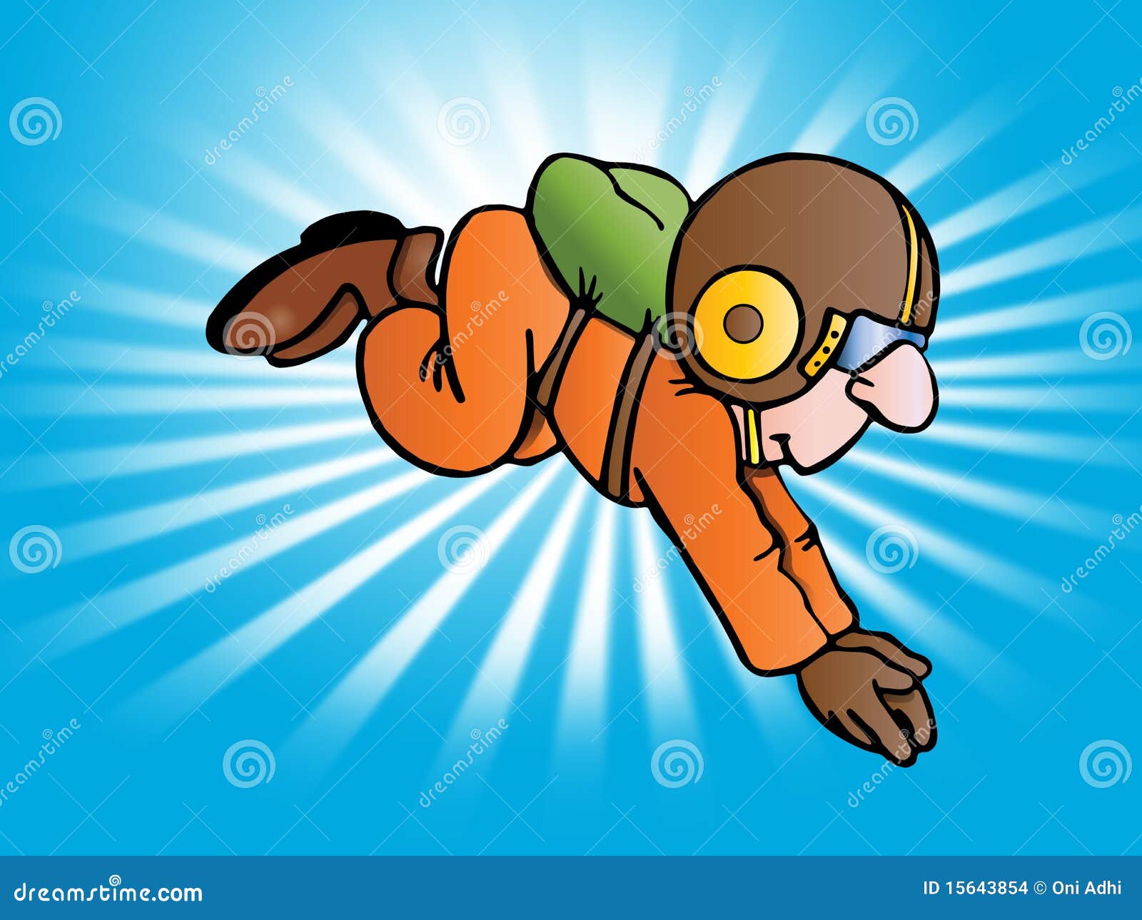 Parachutist Jump. Paratrooper Fly In The Sky. Skydiving. Hand Drawn ...