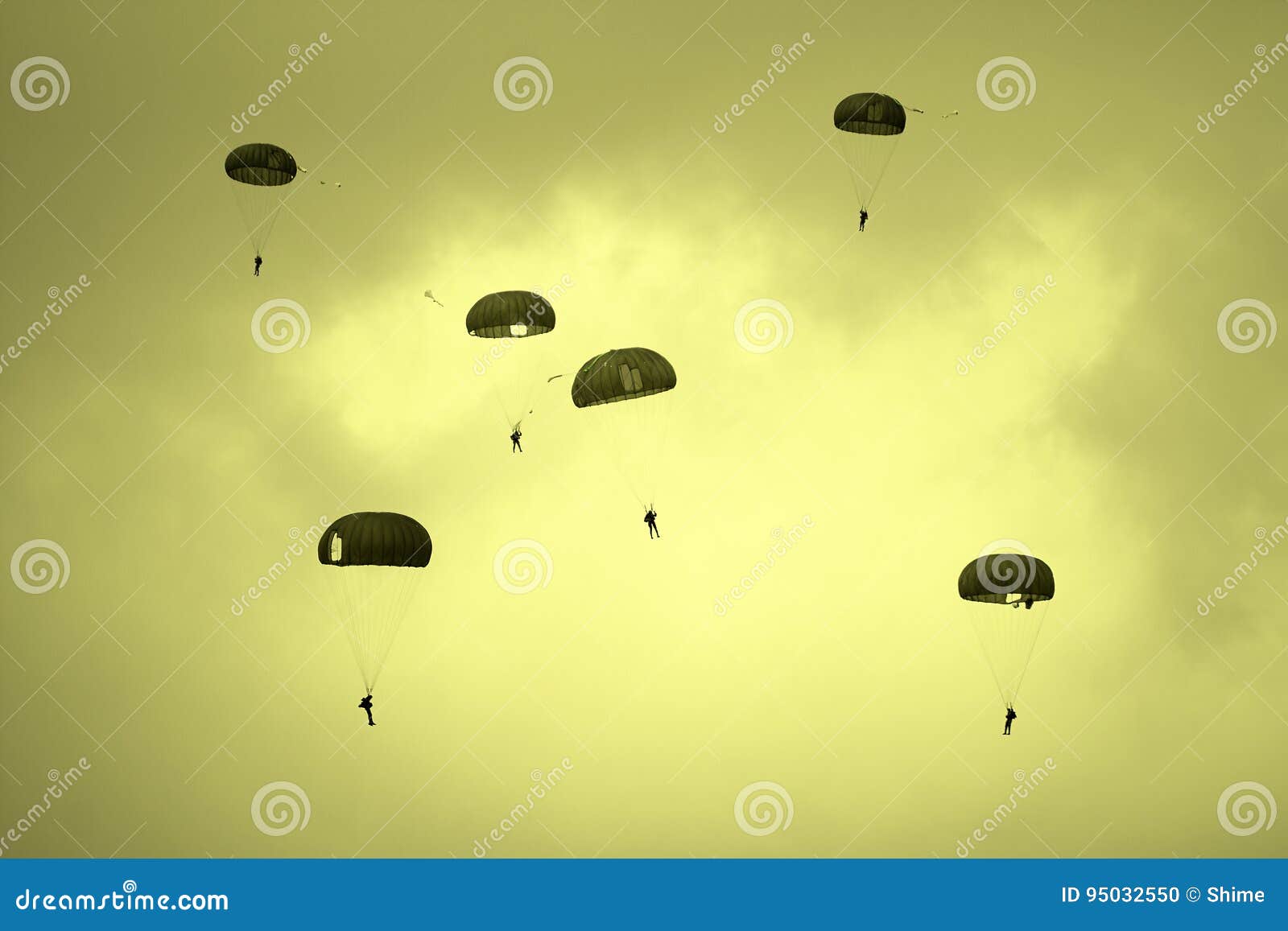 Parachutists in the sky stock photo. Image of group, sport - 95032550