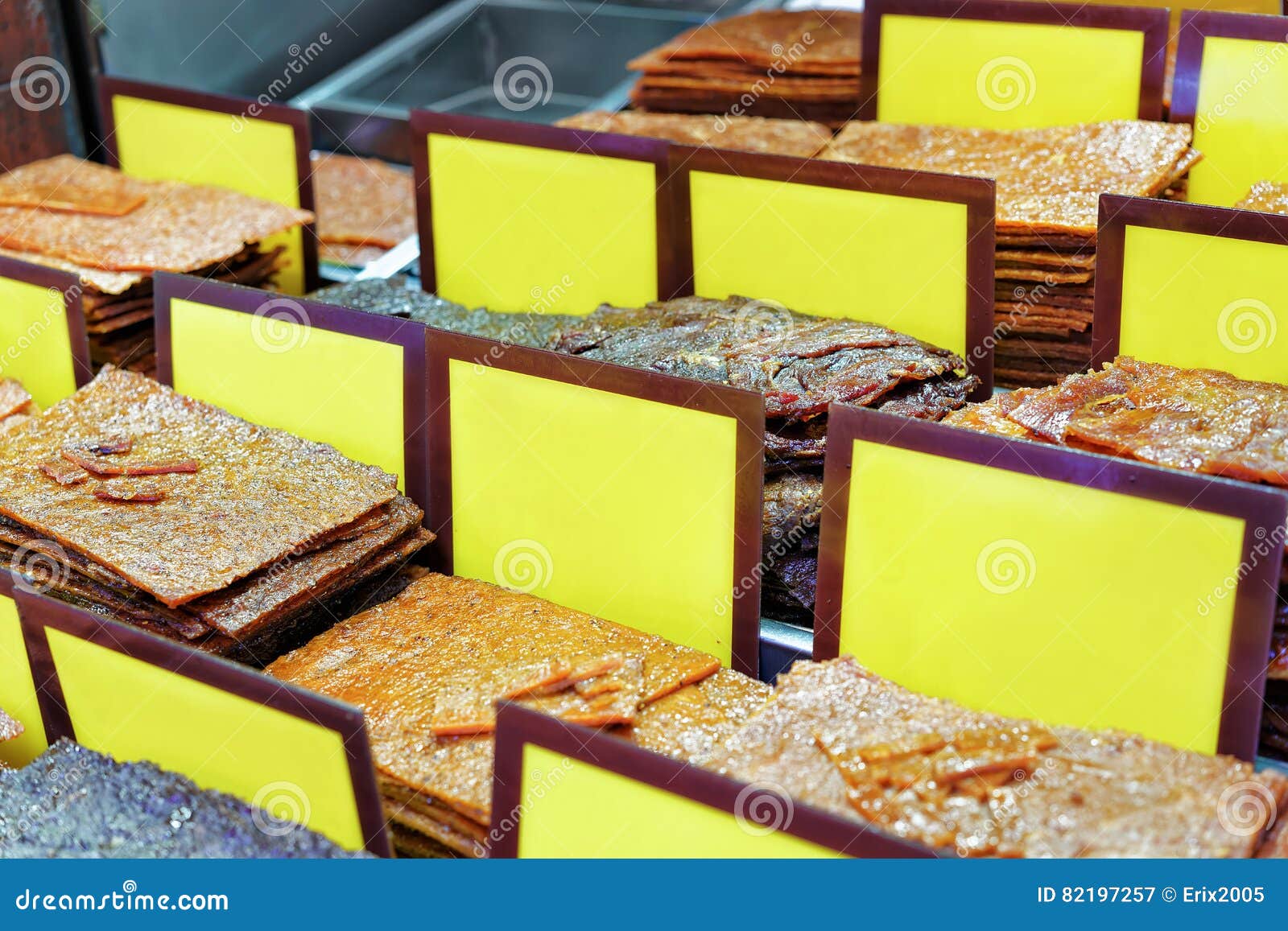 Parada Con La Comida Seca Tradicional Macao De La Carne Imagen de ...