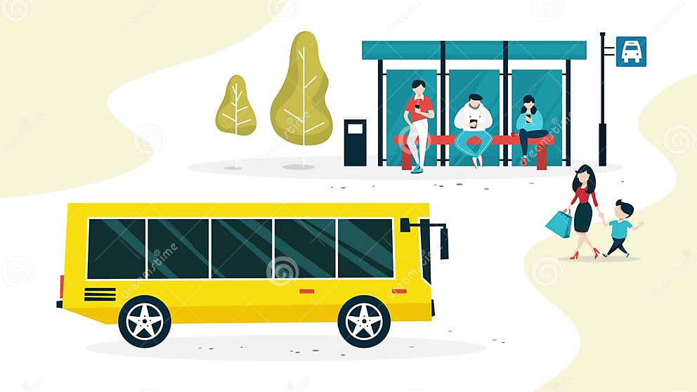 Parada De Autob?s En La Ciudad Idea Del Transporte Ilustración del ... Parada De Autob?s En La Ciudad Idea Del Transporte Ilustración del ...
