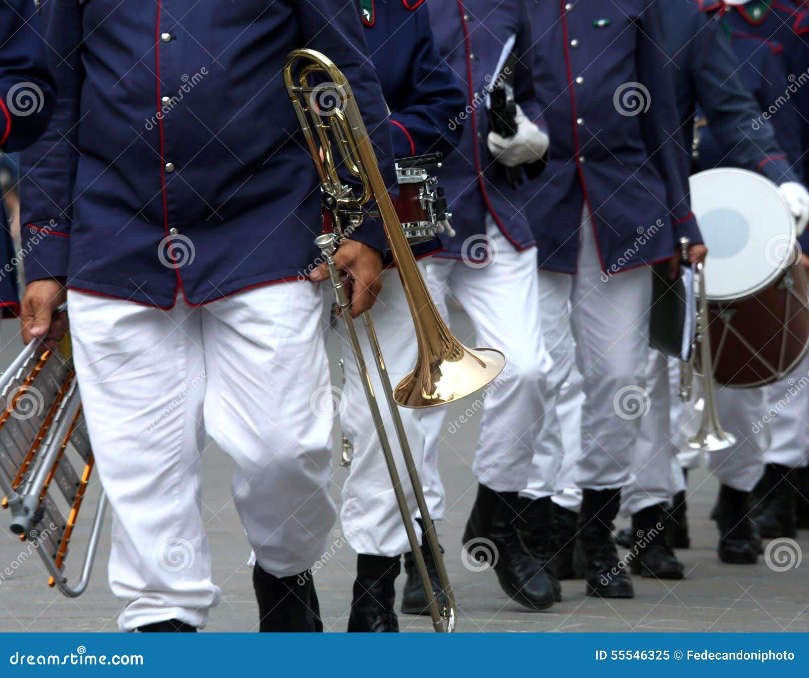 Parade of Musicians of the Band in Full Uniform with the Musical Stock ...