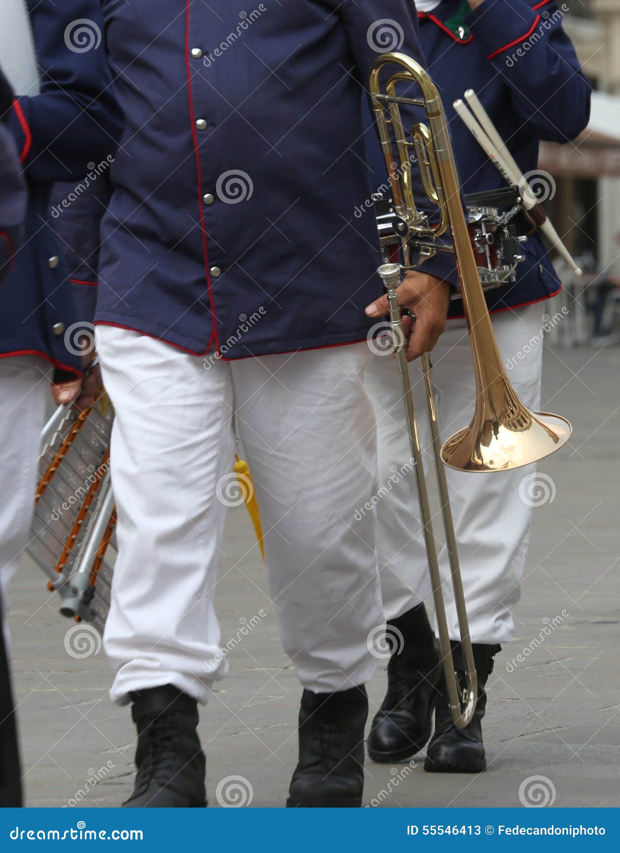 Parade of Musicians of the Band in Full Uniform with the Musical Stock ...