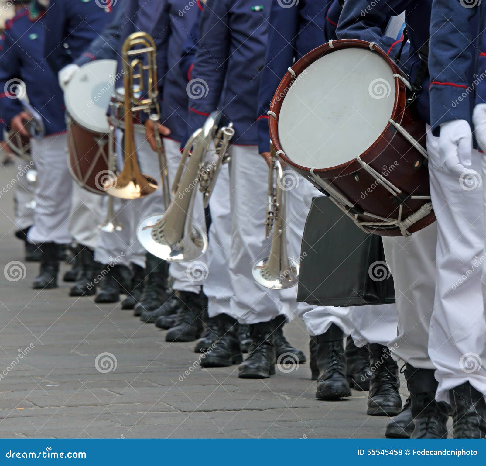 Parade of Musicians of the Band in Uniform on the Town Square Stock ...