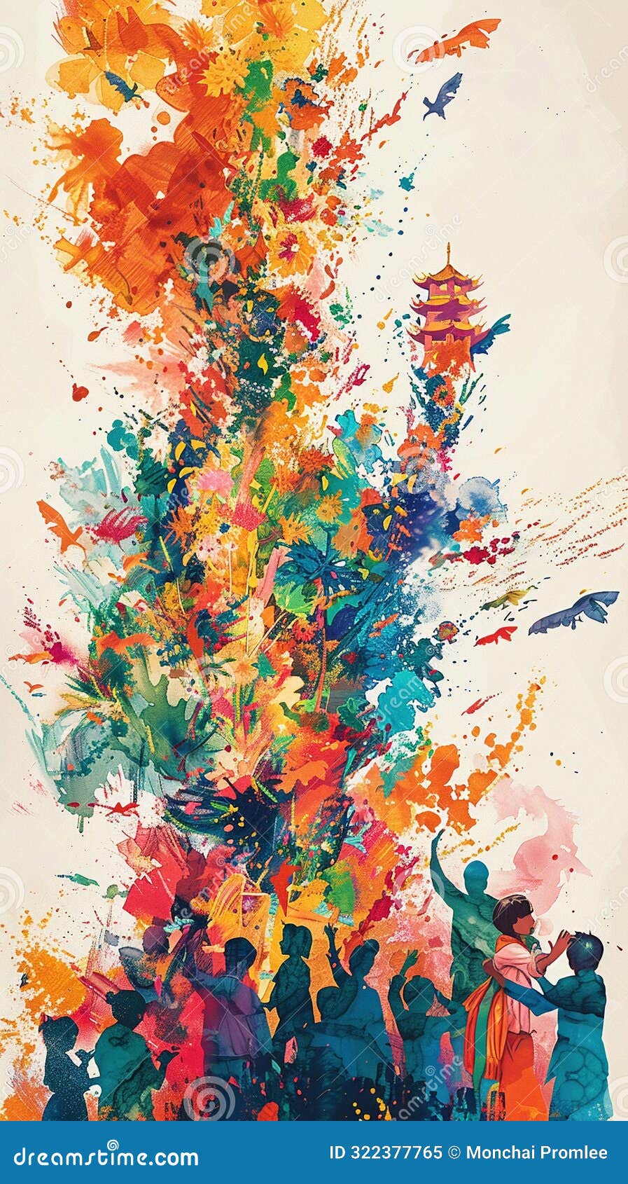 Parade Participation Flat Design Side View, Community Theme, Water ...