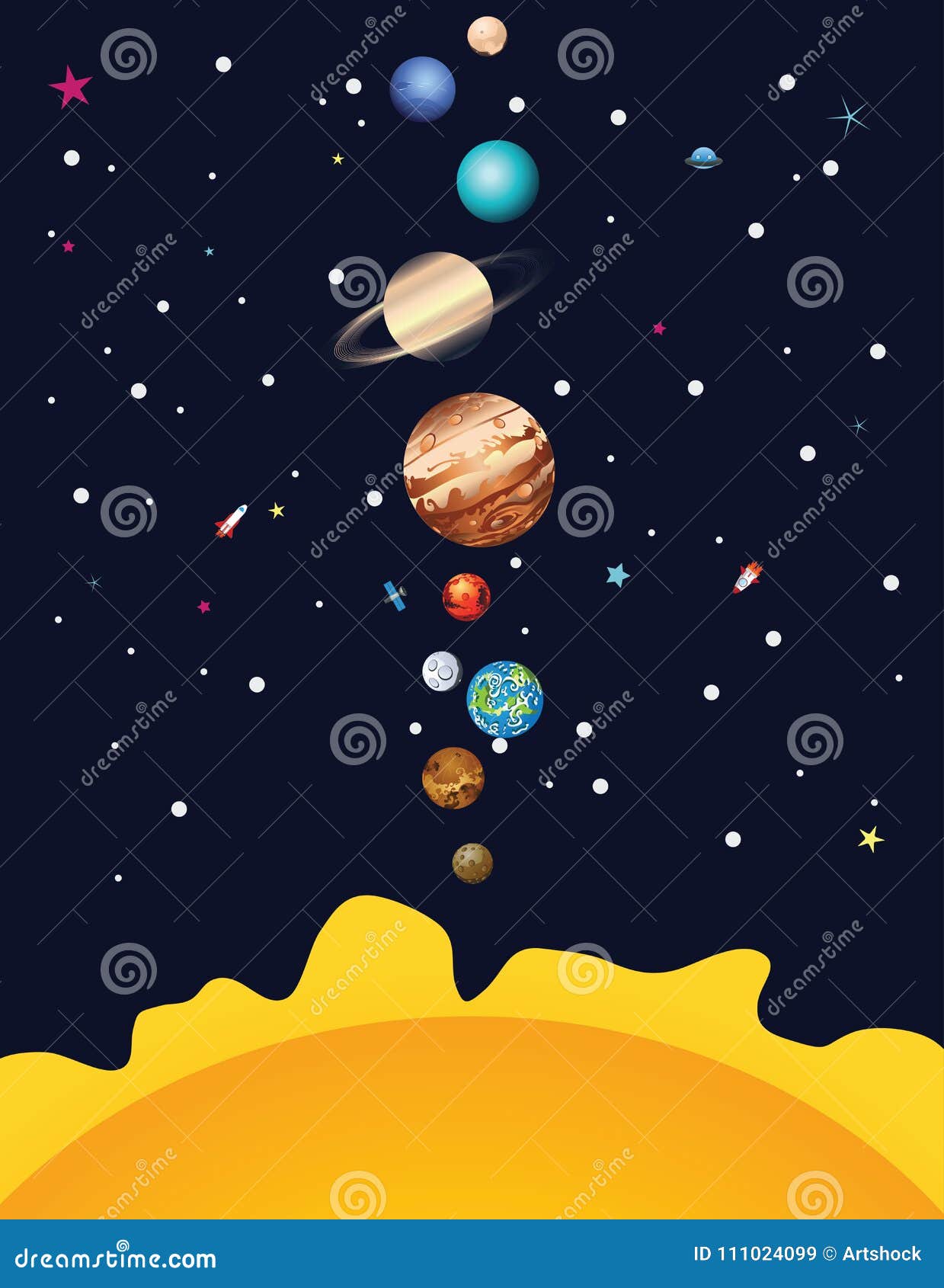 Parade of planets stock vector. Illustration of universe - 111024099