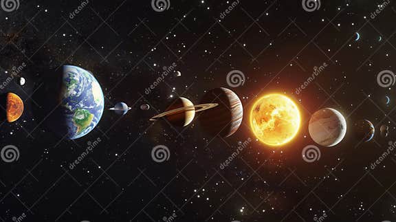 Parade of the Planets of the Solar System. Stock Image - Image of ...