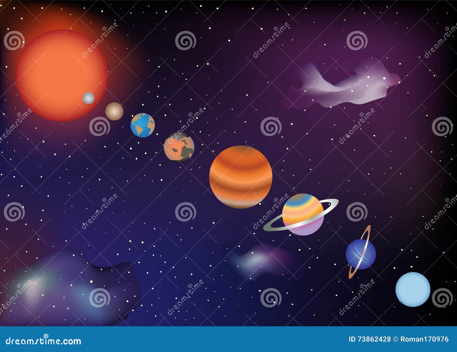 Parade of planets stock vector. Illustration of universe - 73862428