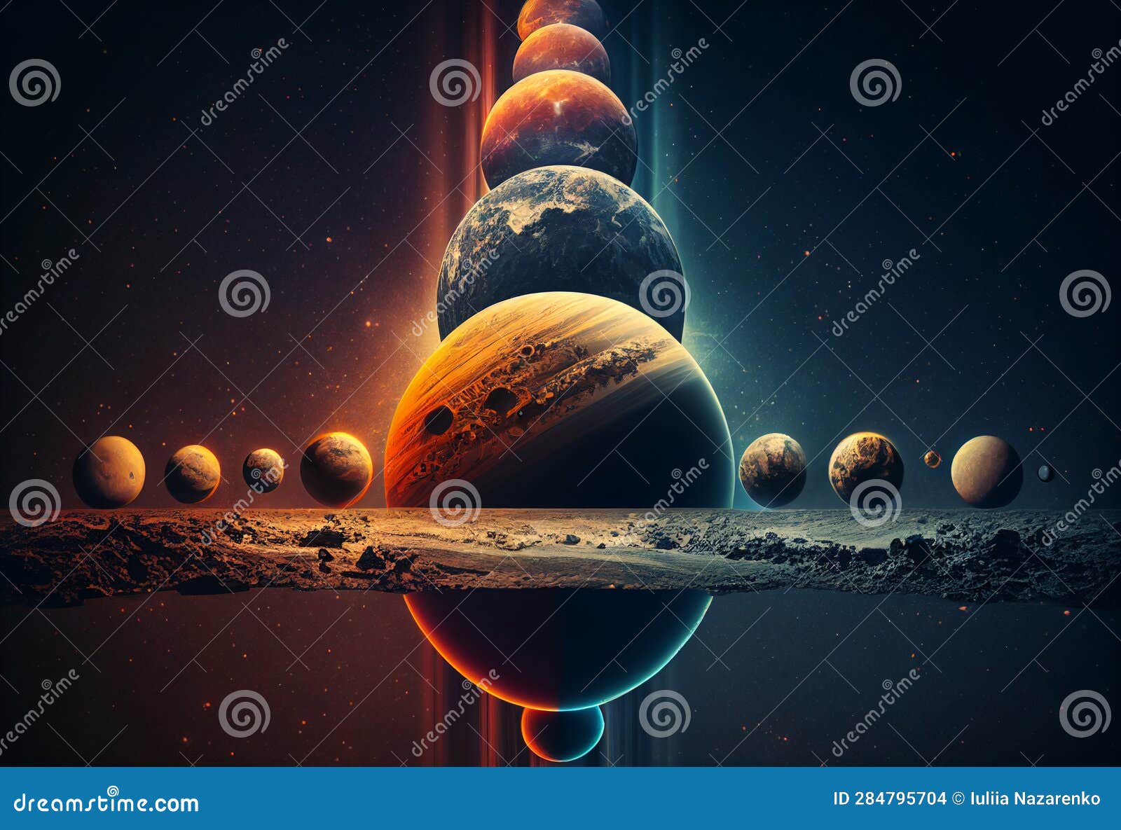 Parade of Planets in the Solar System. AI Generated Stock Illustration ...