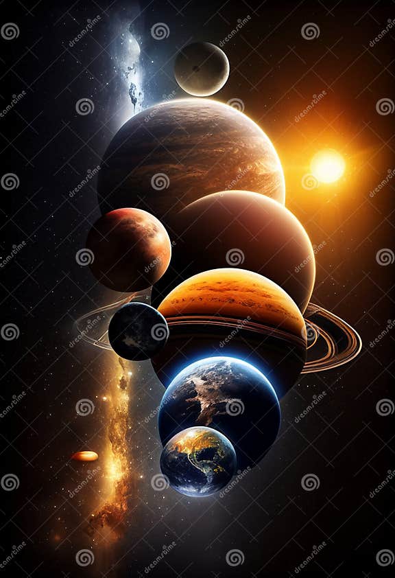 Parade of Planets in the Solar System. AI Generated Stock Photo - Image ...