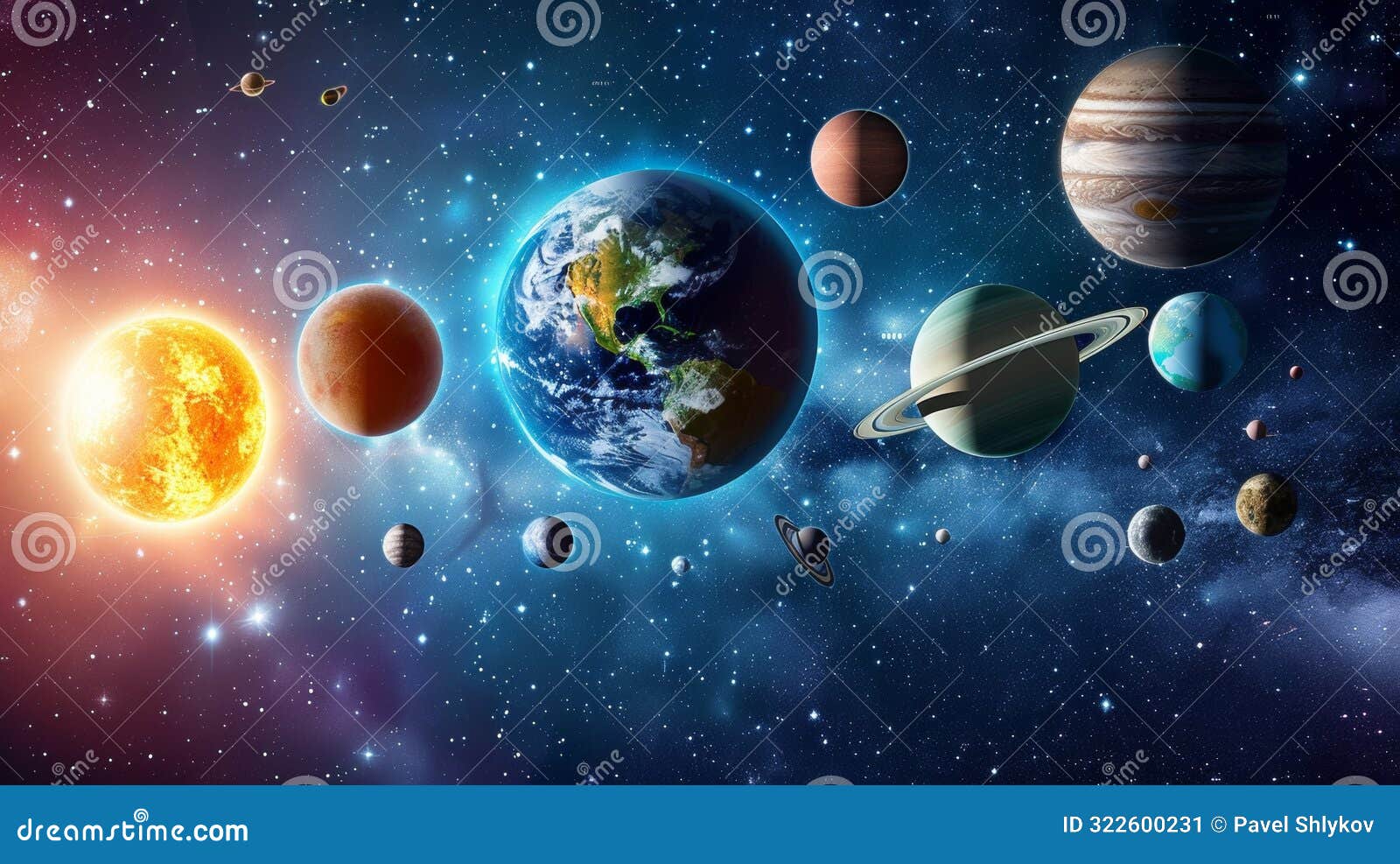 Parade of the Planets of the Solar System. Stock Image - Image of globe ...
