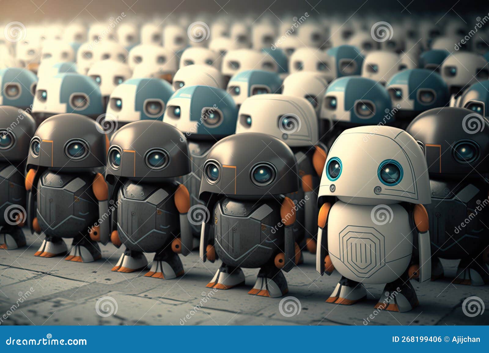 Parade of the Robots. Generative AI Stock Illustration - Illustration ...