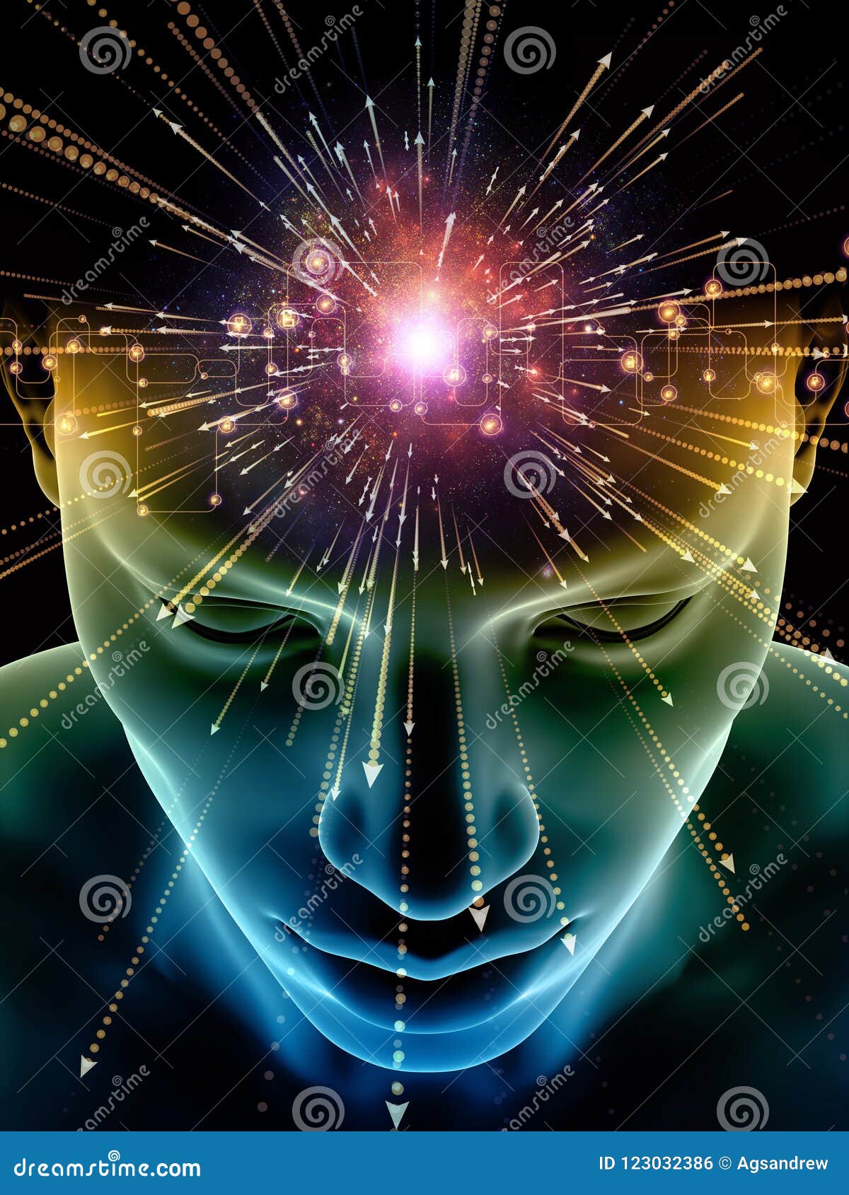 Paradigm of Consciousness stock illustration. Illustration of head ...