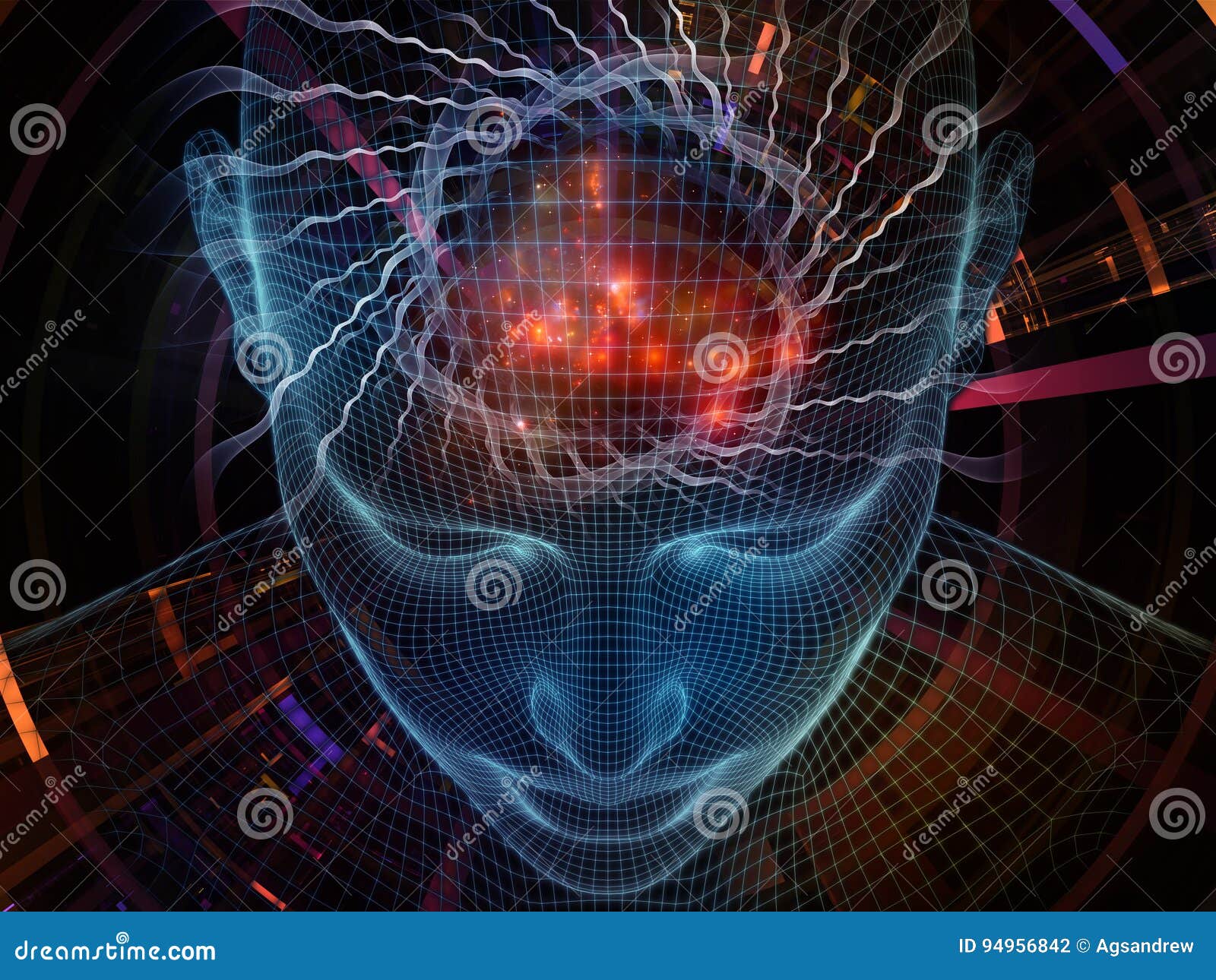 Paradigm of Digital Identity Stock Illustration - Illustration of brain ...