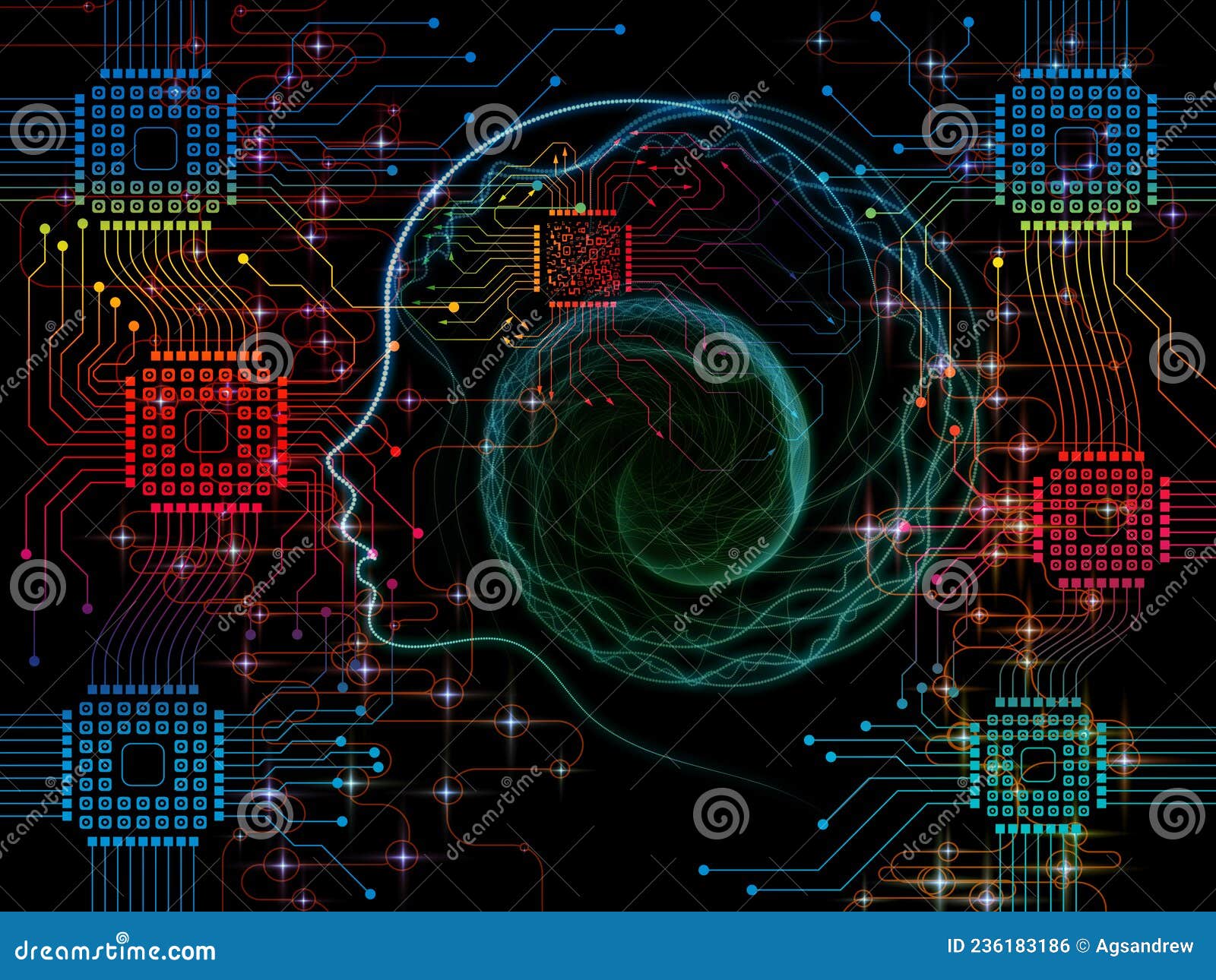 Paradigm of Machine Consciousness Stock Illustration - Illustration of ...