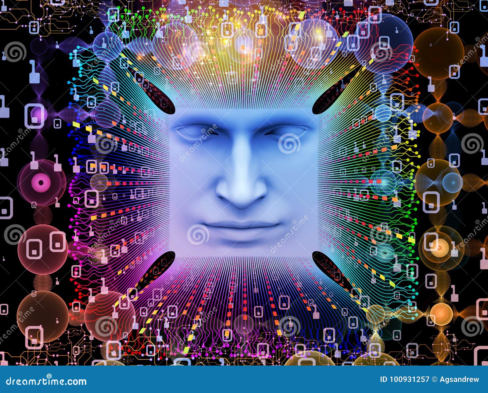 Paradigm of Super Human AI stock illustration. Illustration of digit ...