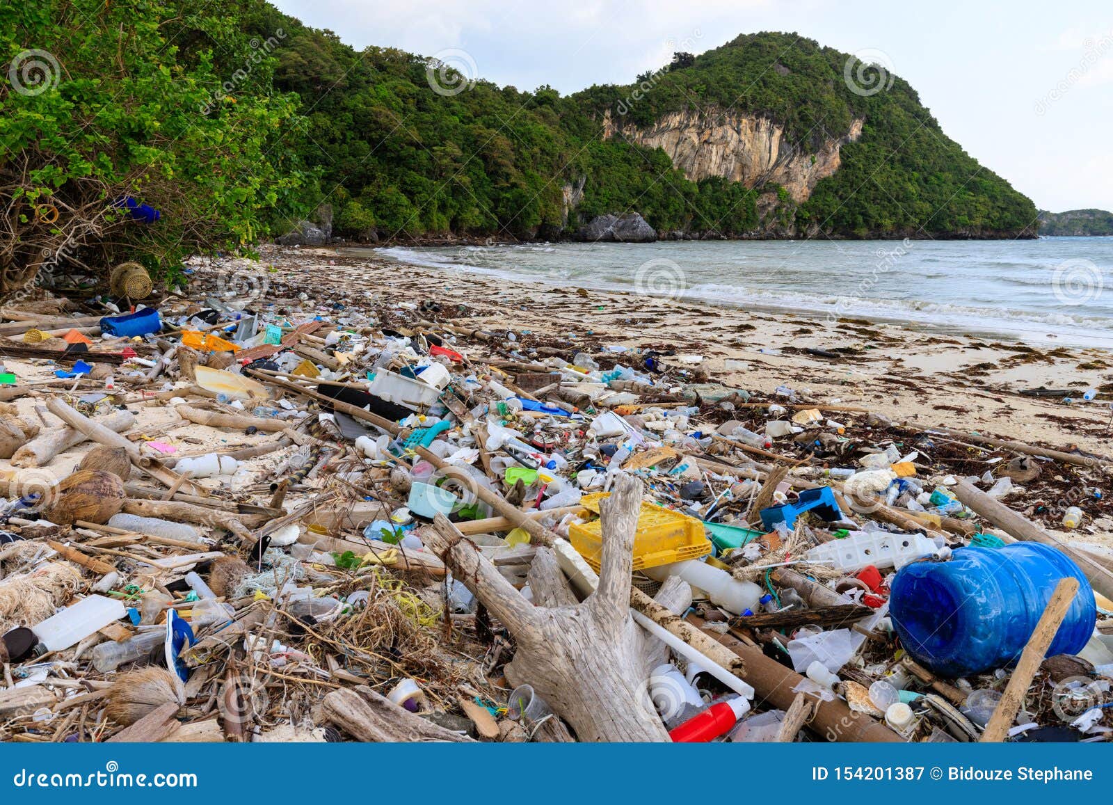 Beach plastic pollution stock image. Image of beach - 154201387